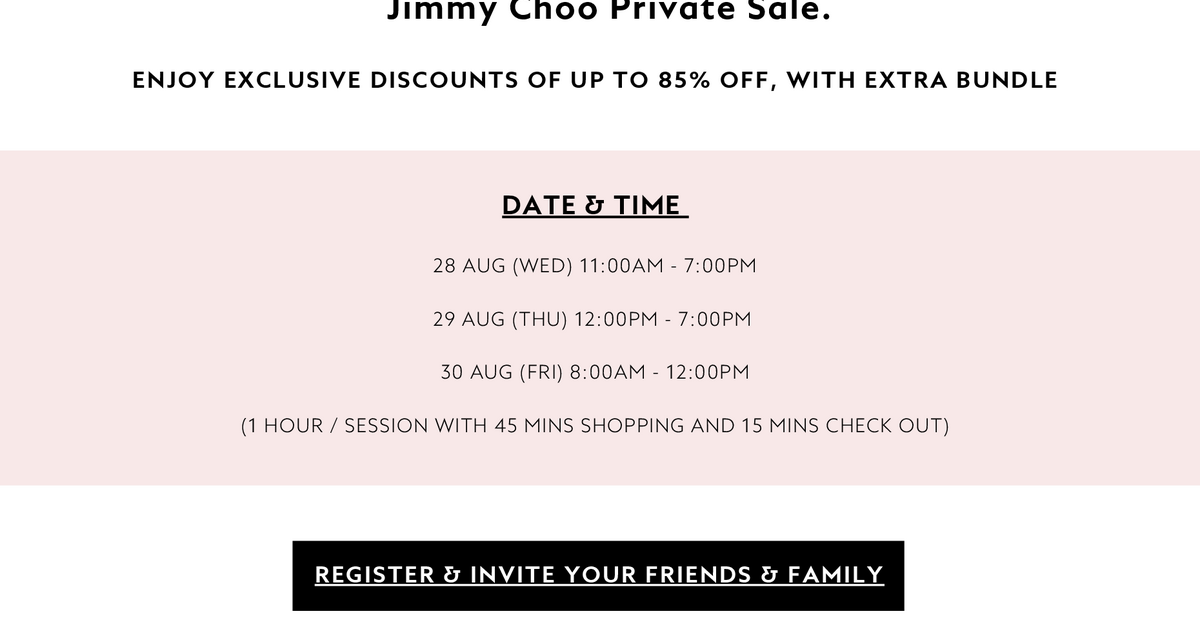 Jimmy Choo Private Sale: Exclusive Invitation for FTCC members | Franco ...